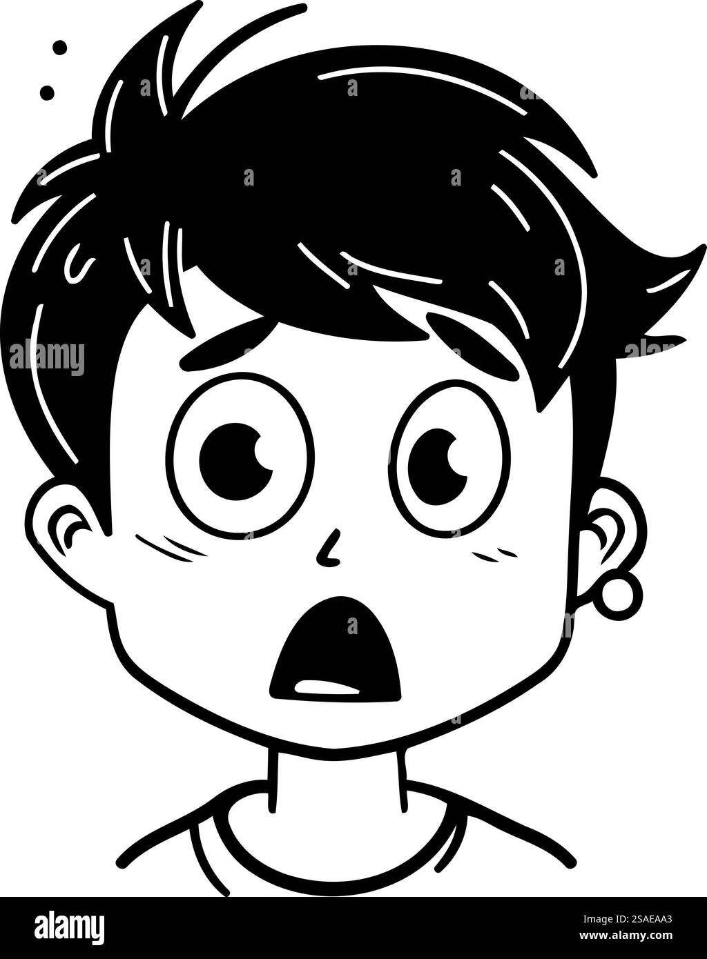 surprised boy face cartoon vector illustration graphic design in black and white Stock Vector ...