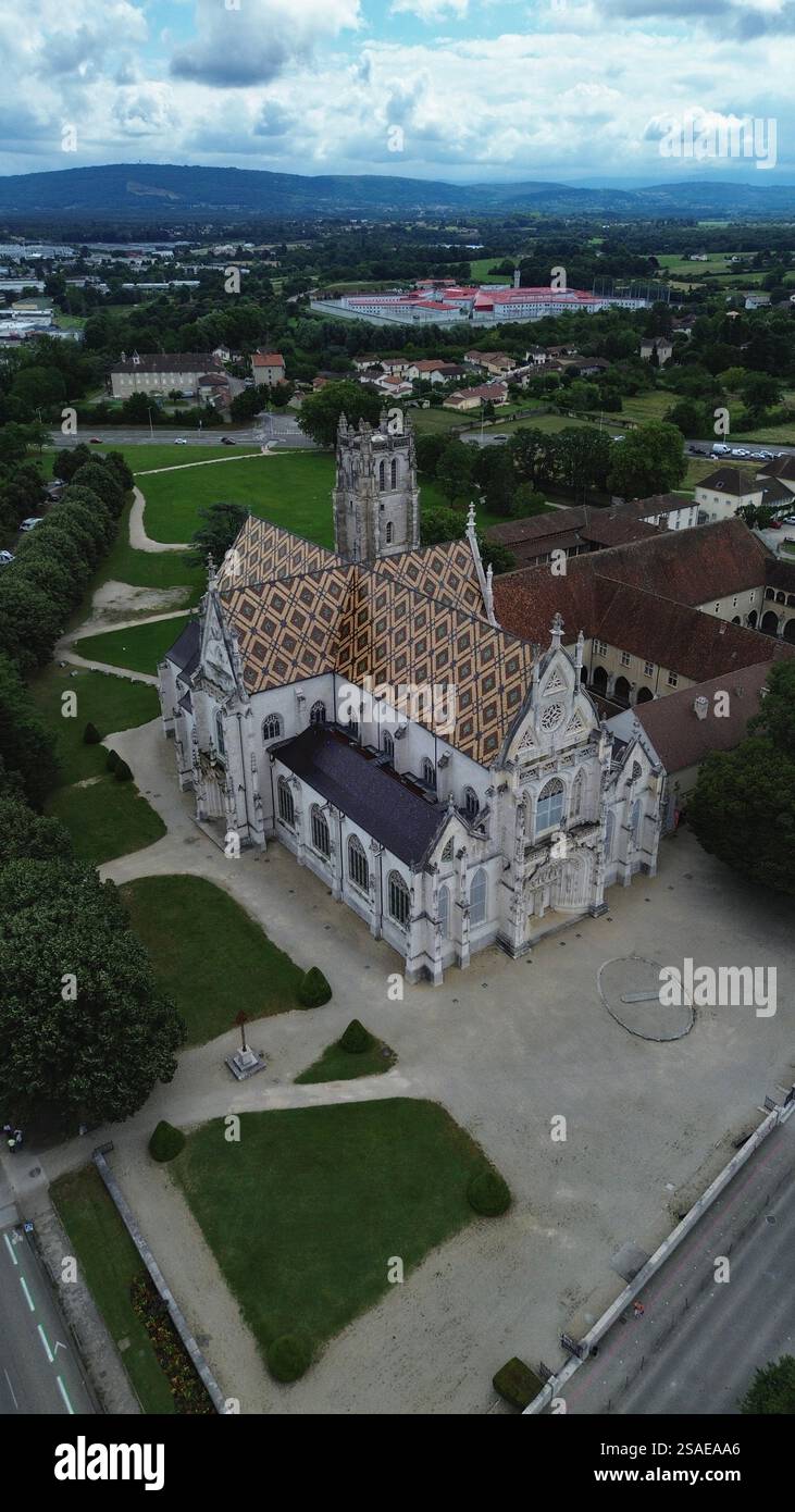 drone photo Brou Royal Monastery France europe Stock Photo - Alamy