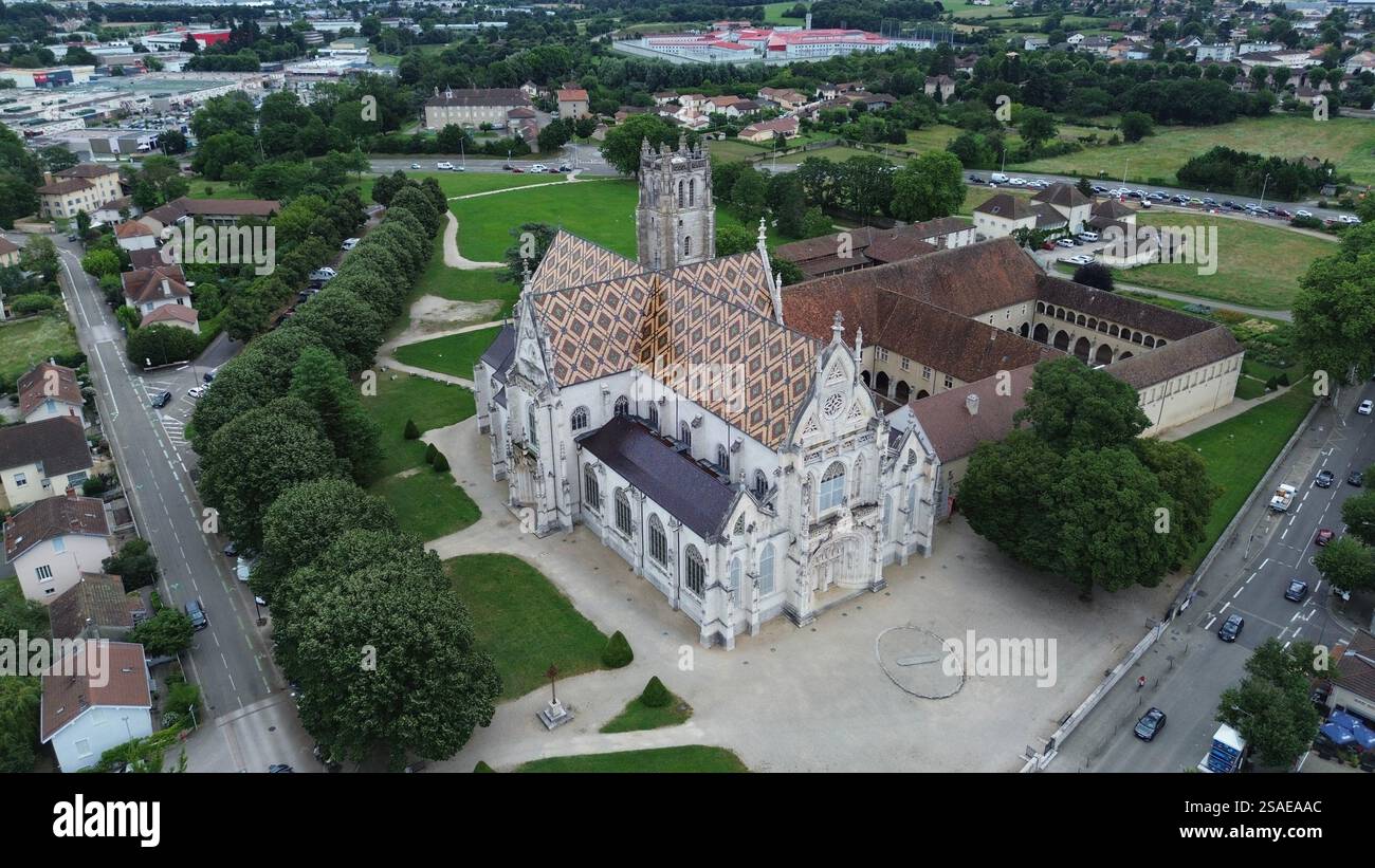 drone photo Brou Royal Monastery France europe Stock Photo - Alamy