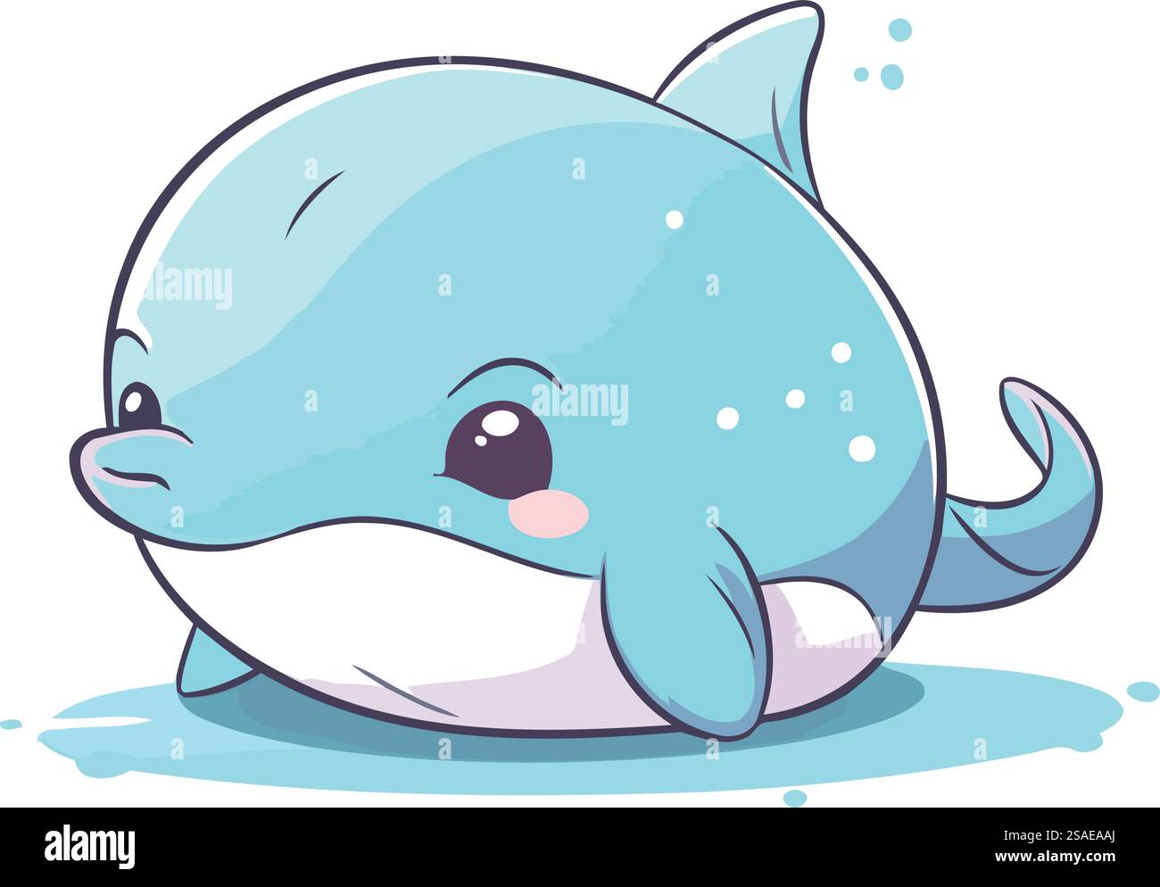 Cute cartoon baby whale. Vector illustration isolated on white ...