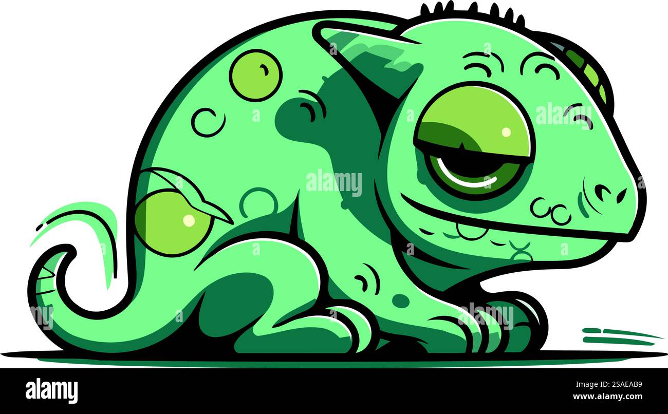 Cartoon chameleon on a white background. Vector illustration Stock ...
