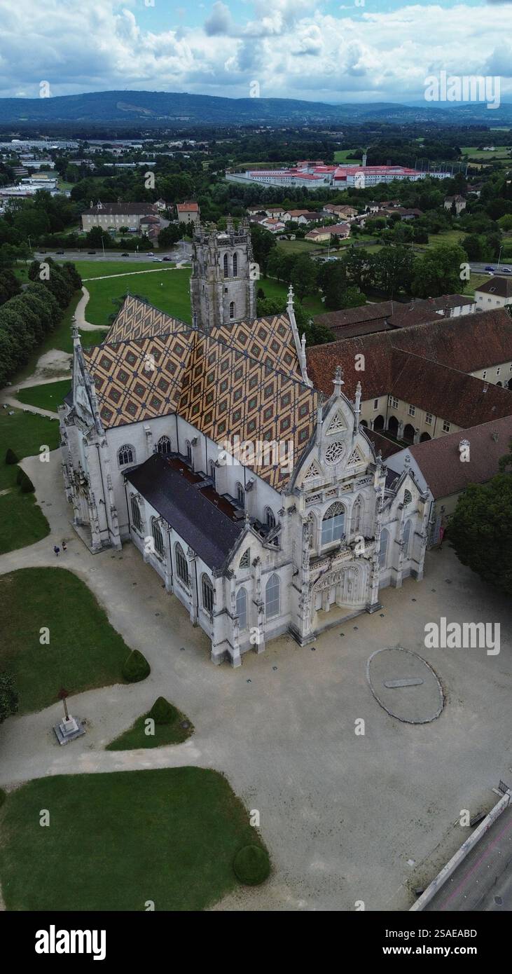 drone photo Brou Royal Monastery France europe Stock Photo - Alamy