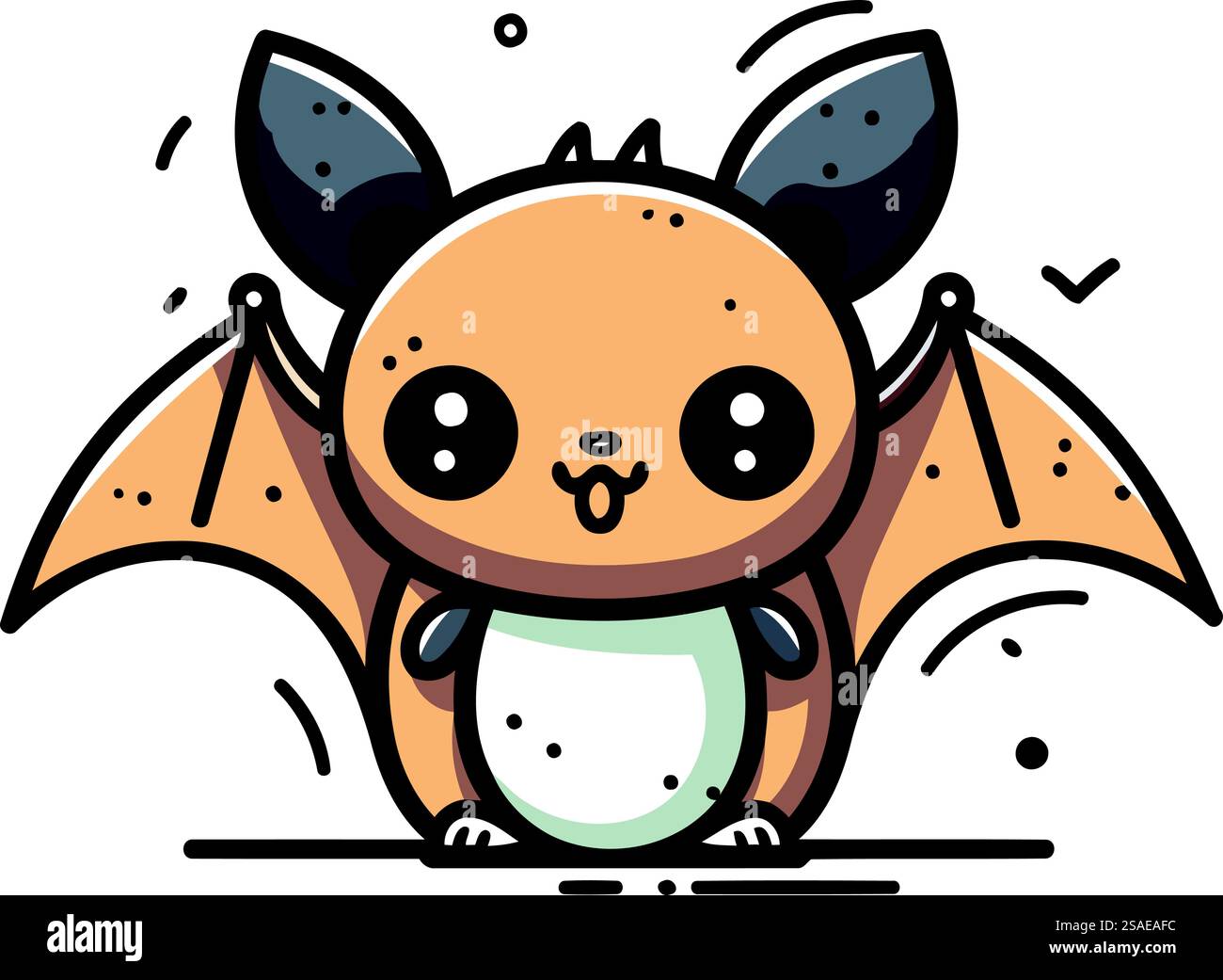 Cute cartoon flying bat isolated on white background. Vector ...