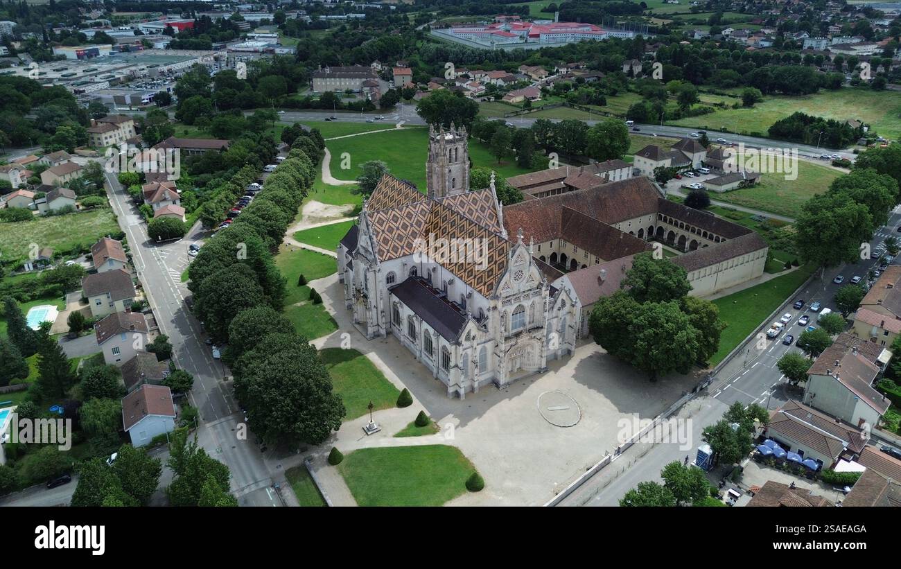 drone photo Brou Royal Monastery France europe Stock Photo - Alamy