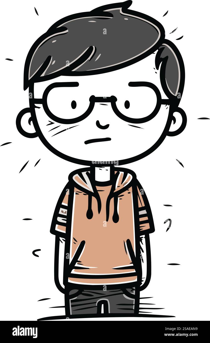 Cartoon boy with glasses. Vector illustration of a boy with glasses ...