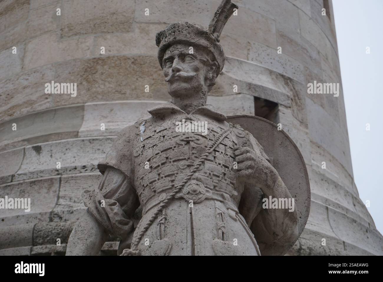 Close up of the statue of legendary Hungarian Hussar Elod on guard at ...