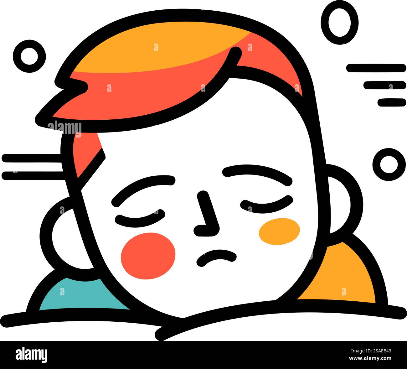 Man suffering from headache vector line icon. concept sign. outline ...