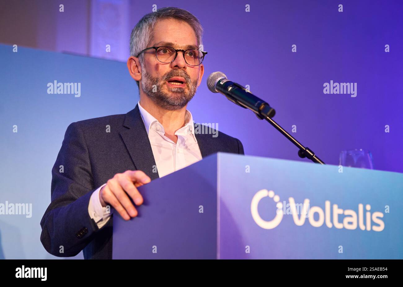 EDITORIAL USE ONLY The CEO of Voltalis Group Mathieu Bineau speaks at ...
