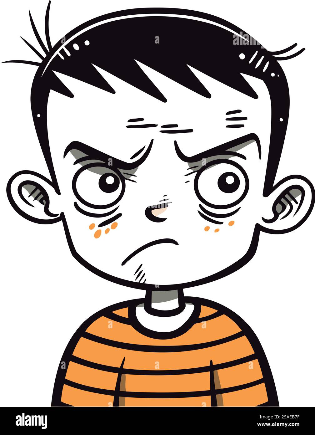 Angry little boy with tears on his face. Vector illustration Stock ...