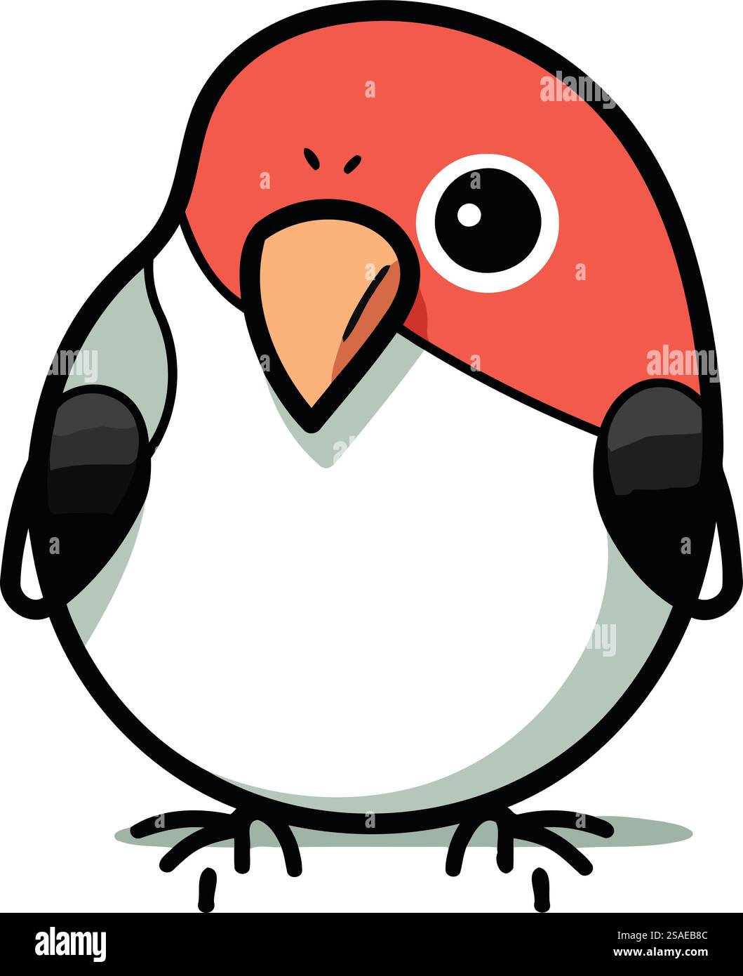 Cute little red bird isolated on white background. Vector illustration ...