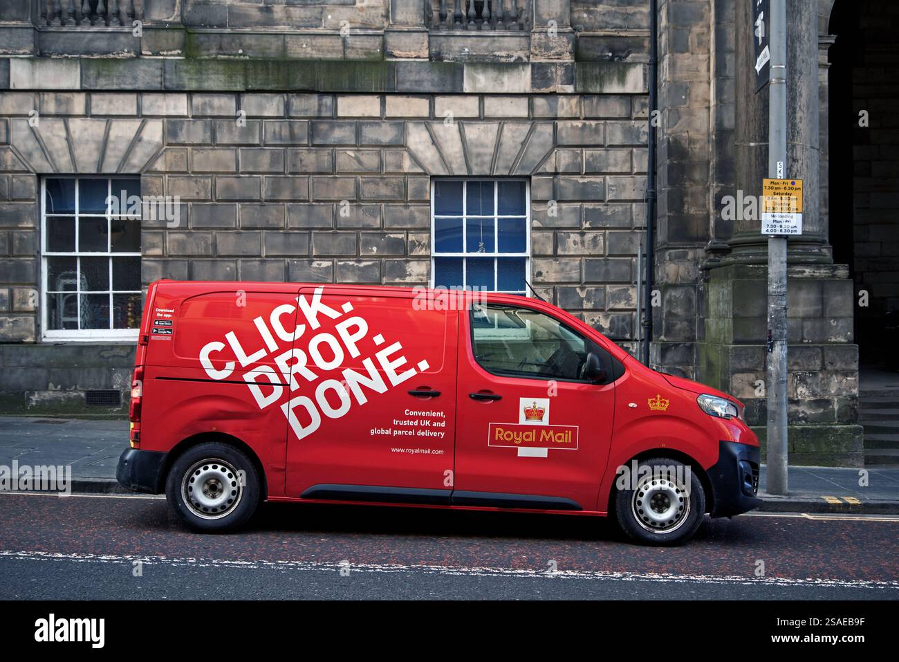 Royal Mail van parked in Edinburgh's Old Town Stock Photo - Alamy