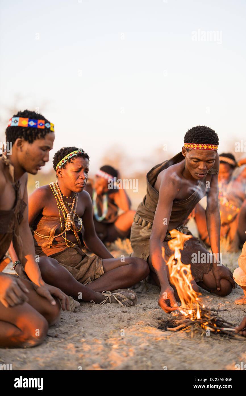 Makgadikgadi Pans, Botswana - July 14, 2024: Members of a Botswanian ...