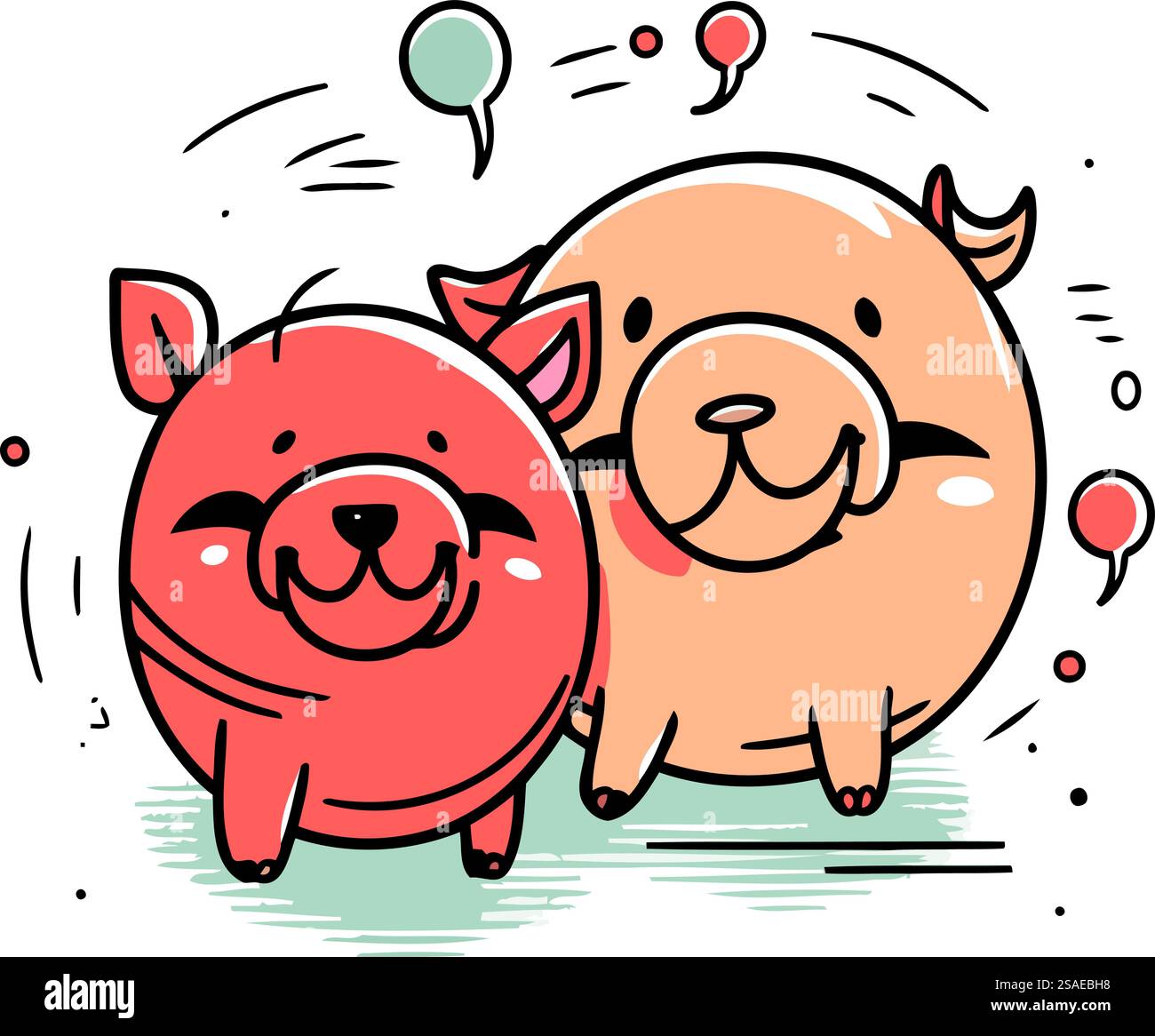 Cute piggy bank and piggy bank. Vector illustration Stock Vector Image ...