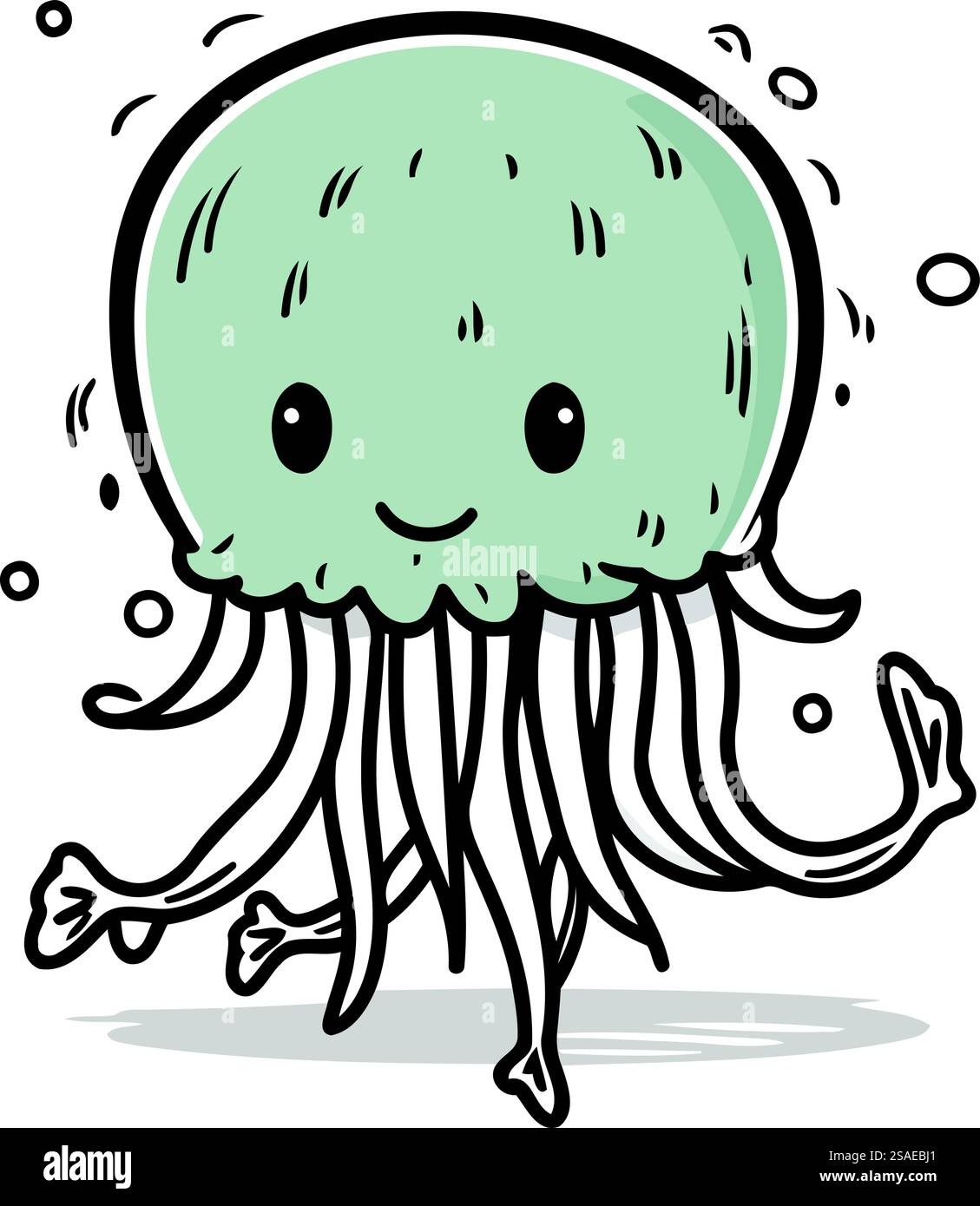 Cute jellyfish cartoon character vector illustration. Cute jellyfish ...