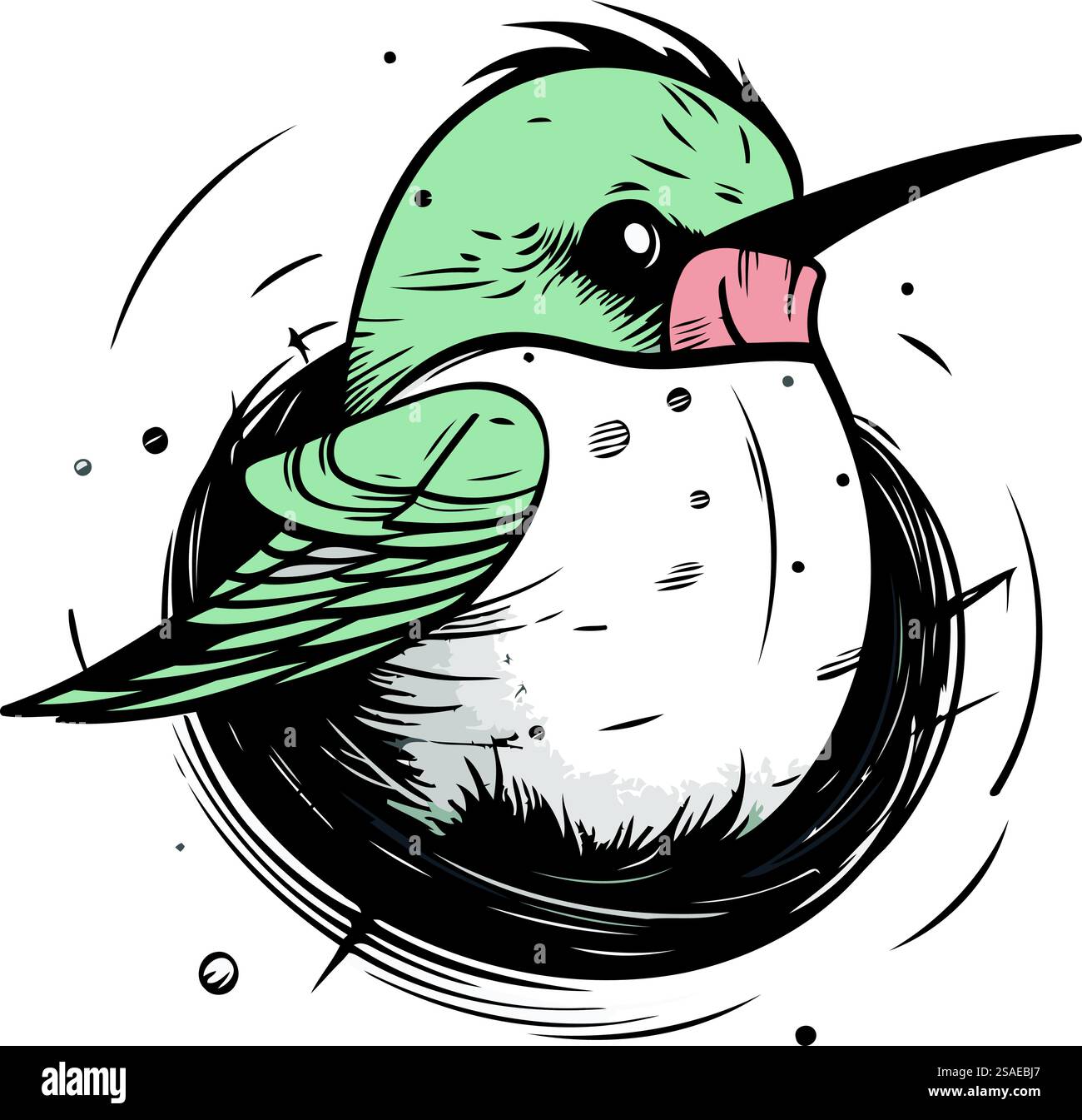 Hummingbird in the form of a circle. Vector illustration Stock Vector ...