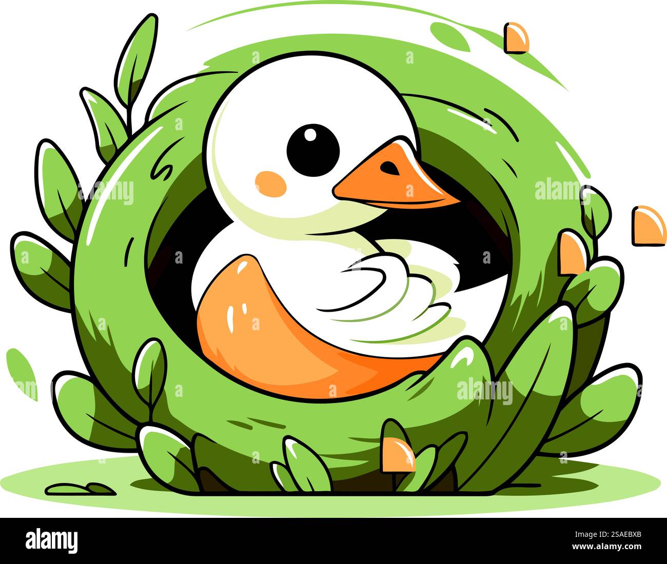 Illustration of a cute duck in a nest. Vector illustration Stock Vector ...