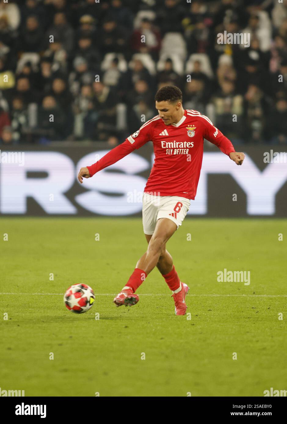 Turin, Italy. 29th Jan, 2025. Alexander Bah of SL Benfica during the ...