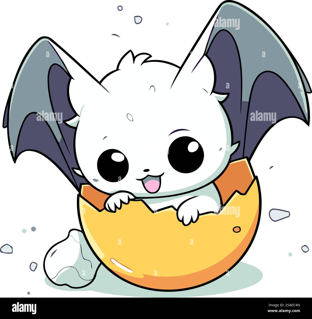 Cute cartoon baby bat peeking out of an egg. Vector illustration Stock ...