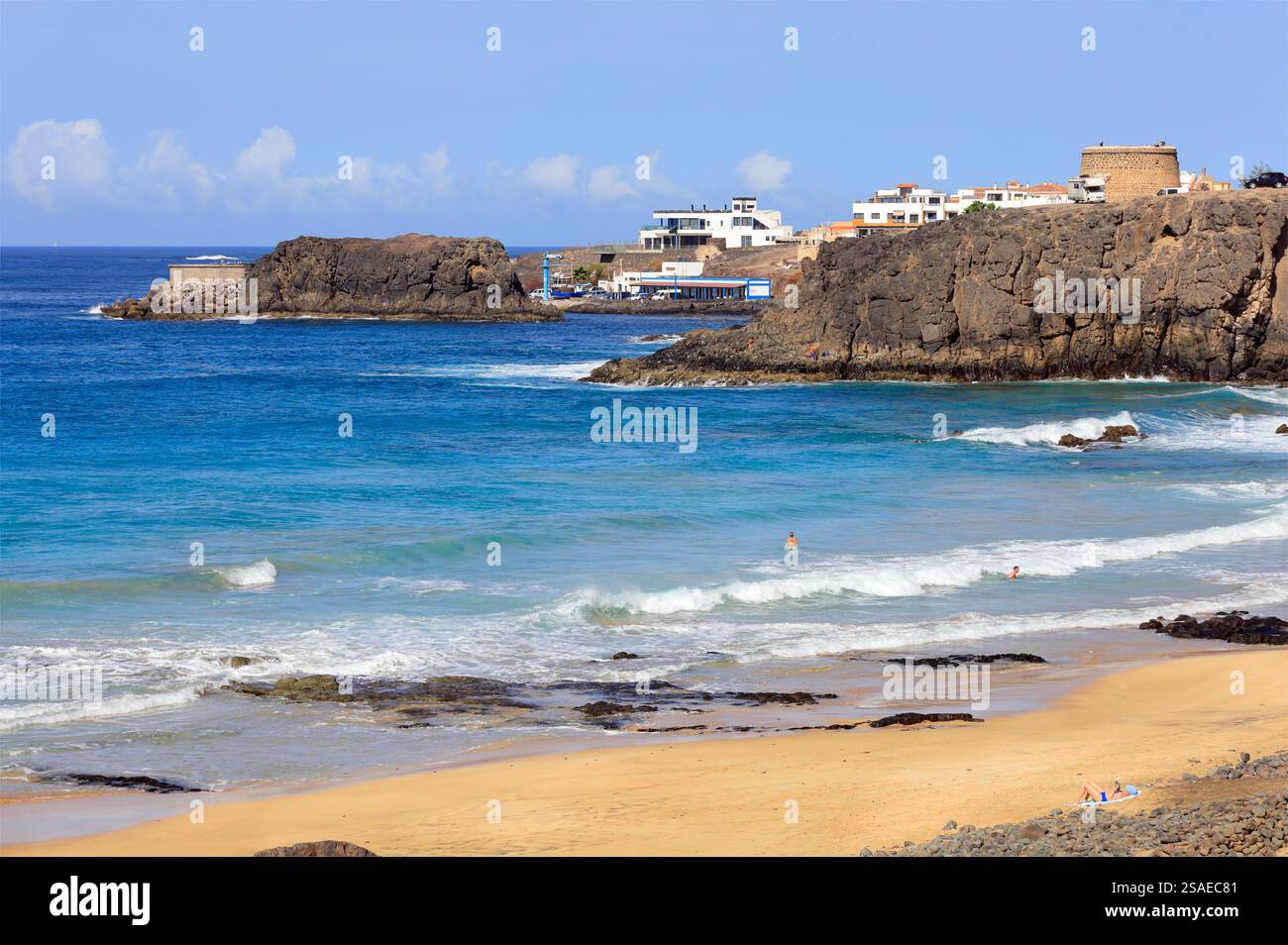 El Cotillo town viewed from Piedra Playa beach, Fuerteventura, Canary ...