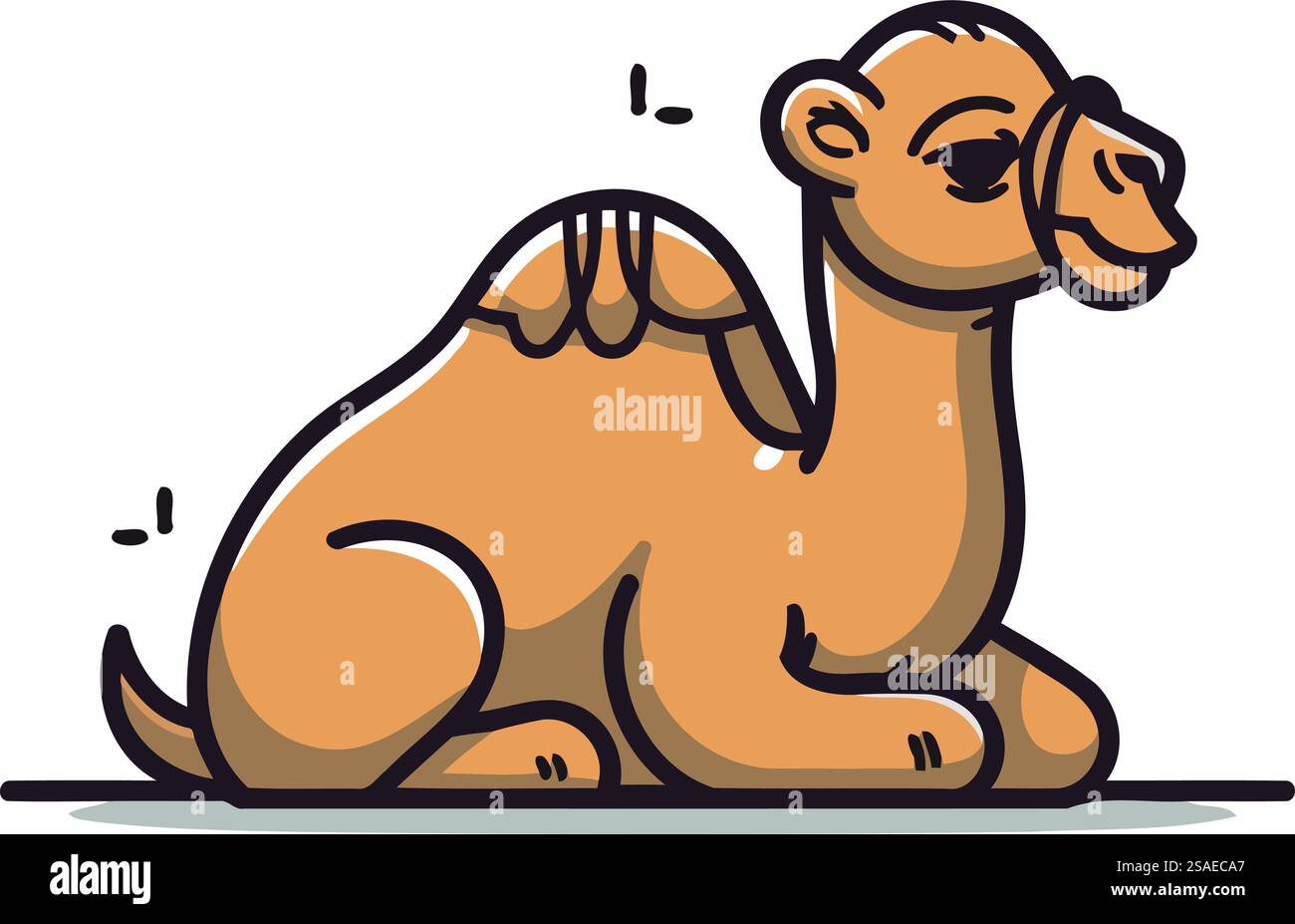 Cute camel sitting on the ground. Vector illustration in cartoon style ...