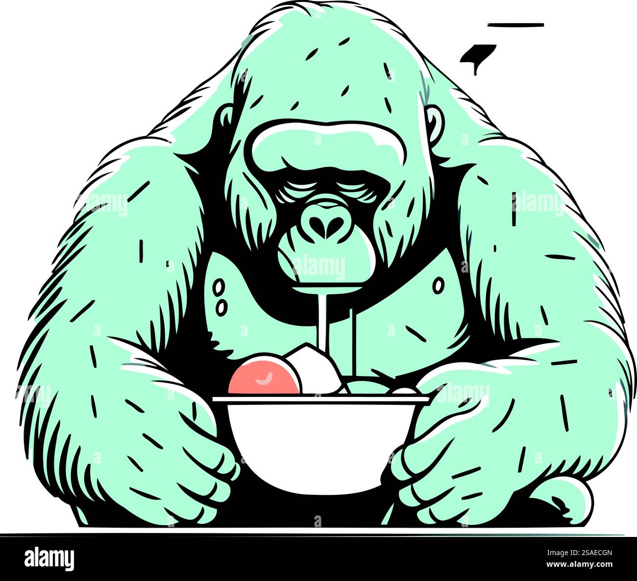 Gorilla with a bowl of ice cream. Vector illustration Stock Vector ...