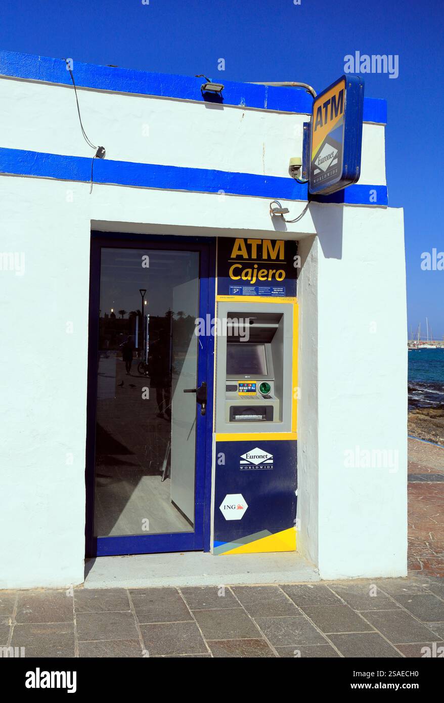 ATM automated teller machine at Corralejo, Fuerteventura, Canary ...