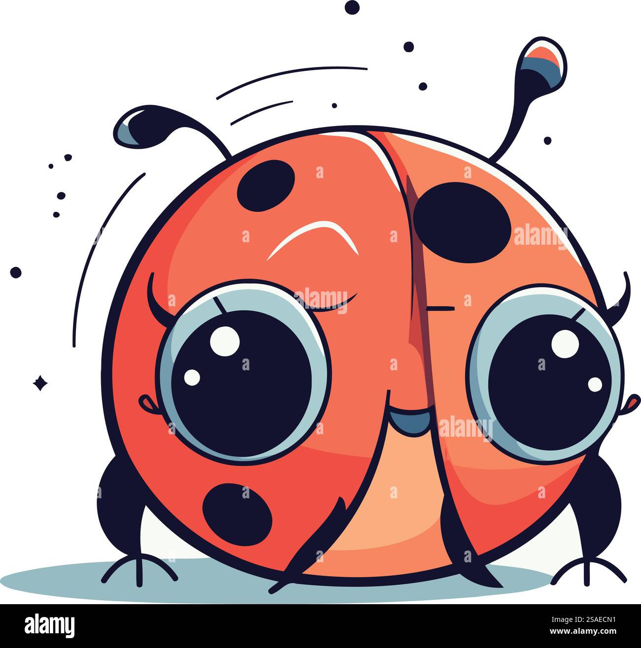 Cute cartoon ladybug. Vector illustration. Isolated on white background ...