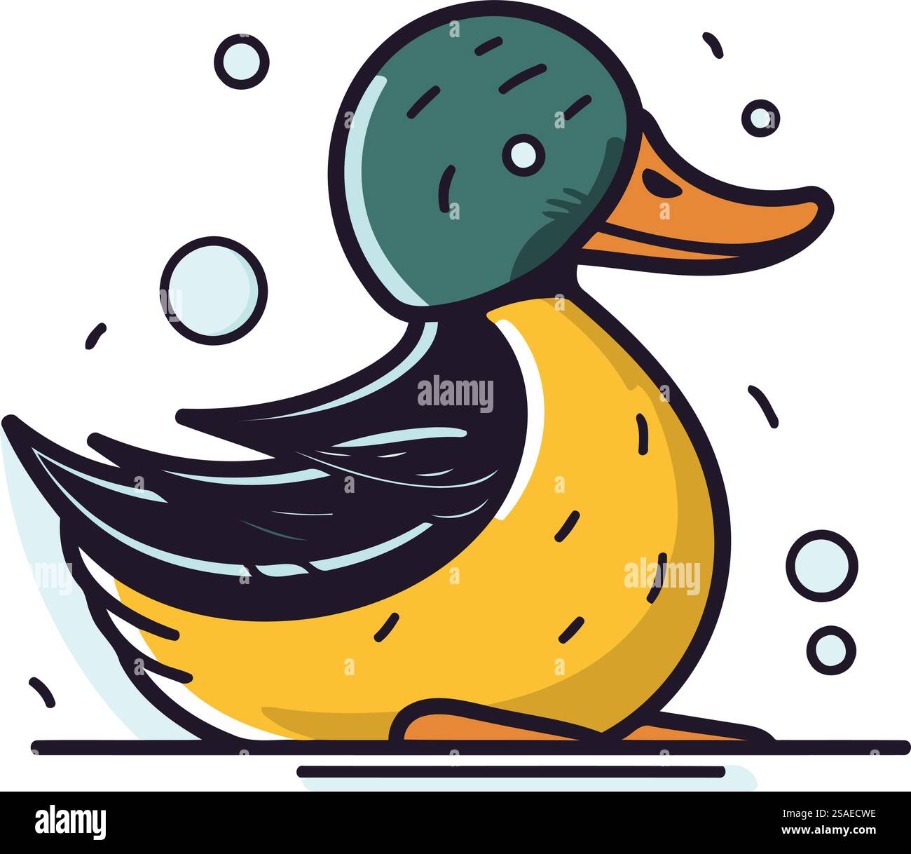 Duck vector illustration in flat style. Cute cartoon character Stock ...