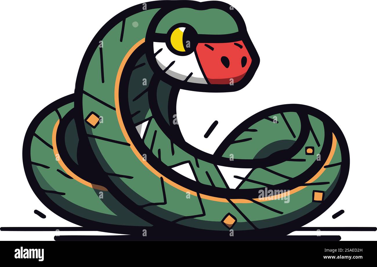 Snake cartoon vector illustration. Isolated on a white background ...