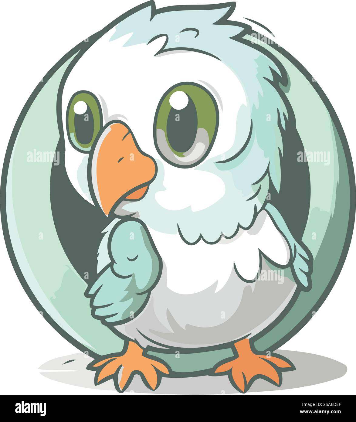 Cute little bird in the circle cartoon vector illustratrion Stock ...
