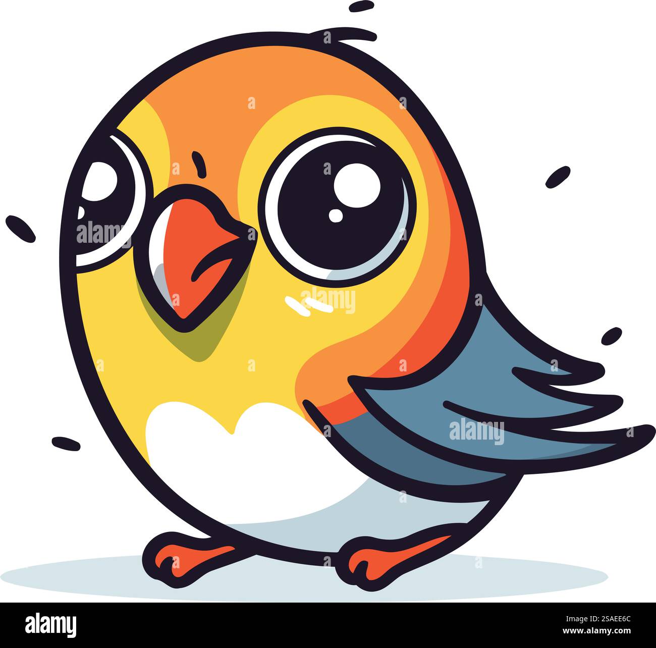 Cute cartoon little bird isolated on white background. Vector ...