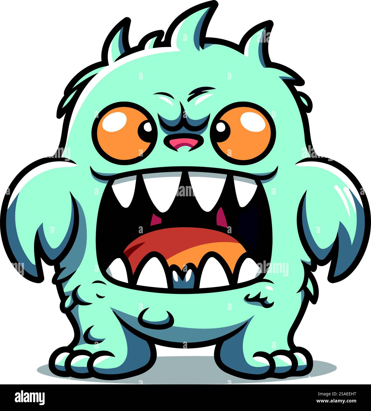 Angry cartoon monster isolated on a white background. Vector ...