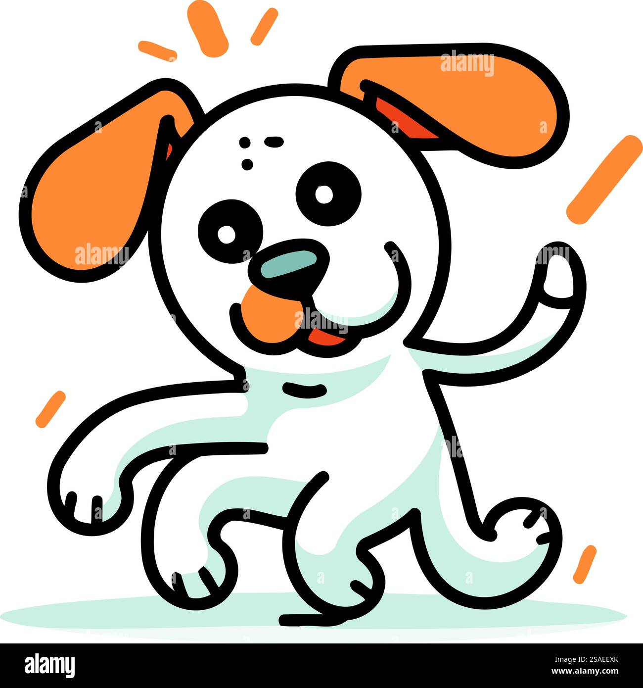 Cute cartoon dog running. Vector illustration in doodle style Stock ...