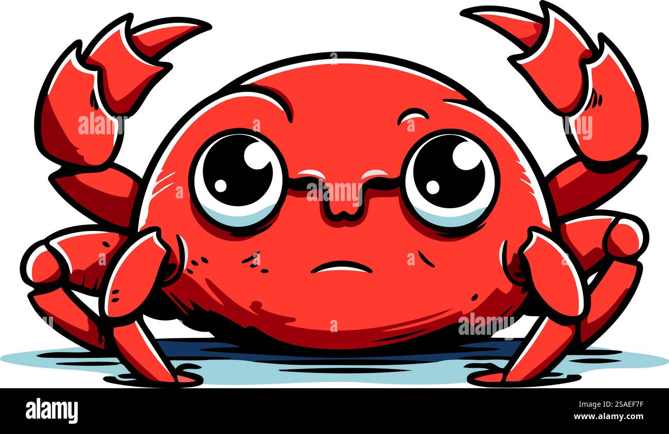 Cute cartoon crab. Vector illustration. Isolated on white background ...