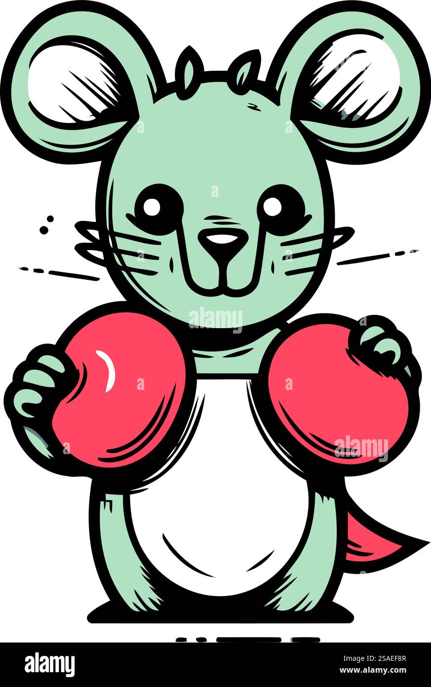 Cute cartoon mouse with boxing gloves. Vector illustration isolated on ...