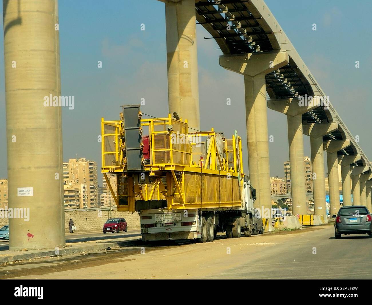 Cairo, Egypt, January 27 2025: East Nile Cairo monorail columns, Cairo ...
