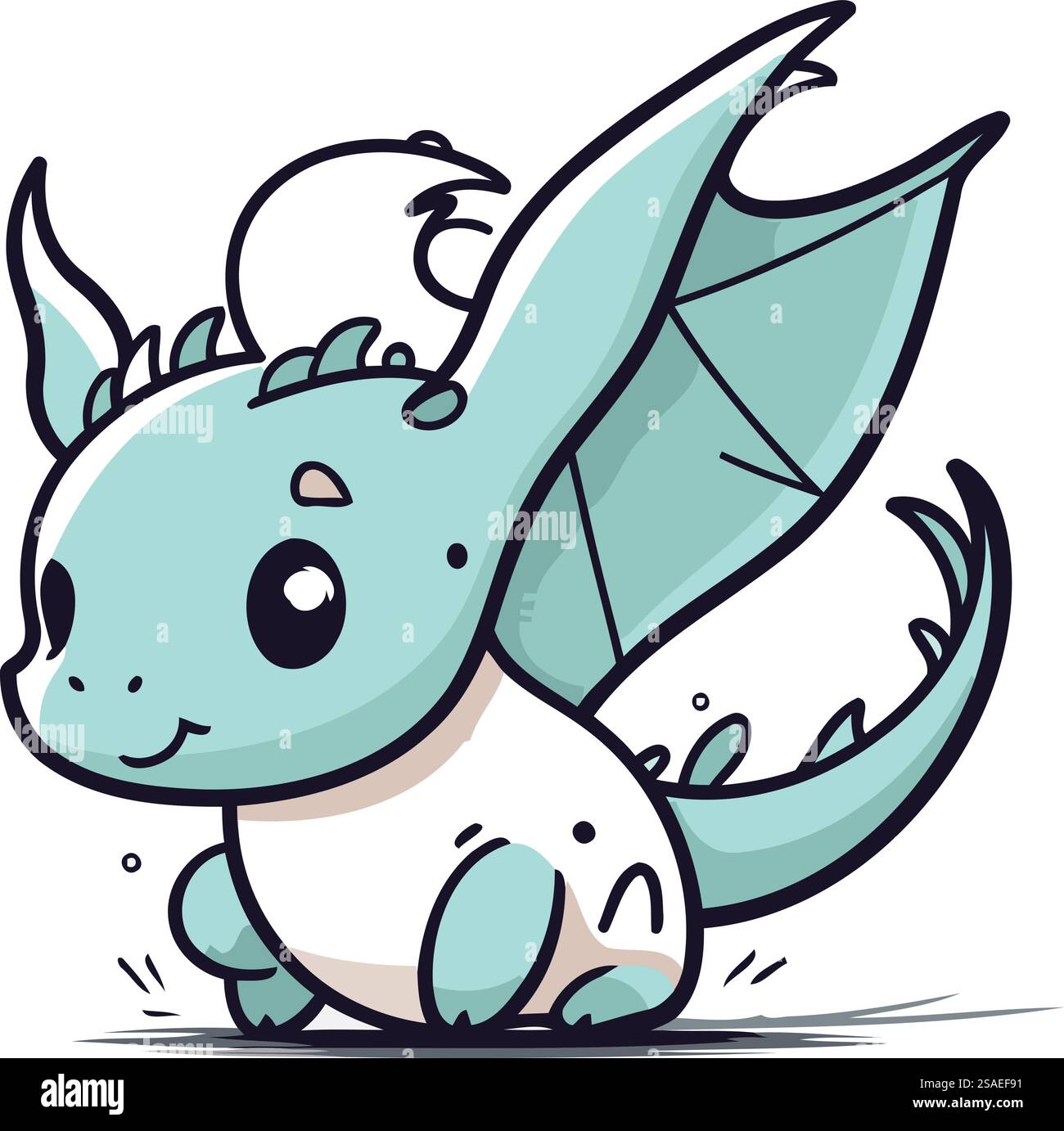 Cute little dragon. Cartoon vector illustration isolated on white ...