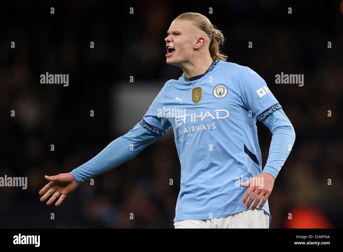 Manchester, UK. 29th Jan, 2025. Erling Haaland of Manchester City ...