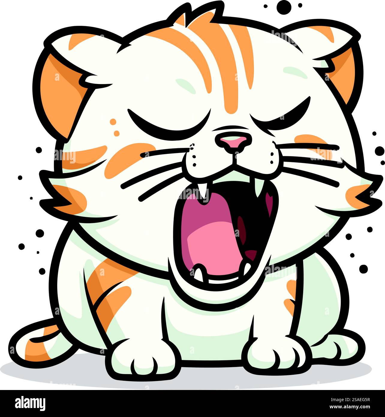 Cute cartoon tiger yawning. Vector illustration isolated on white ...