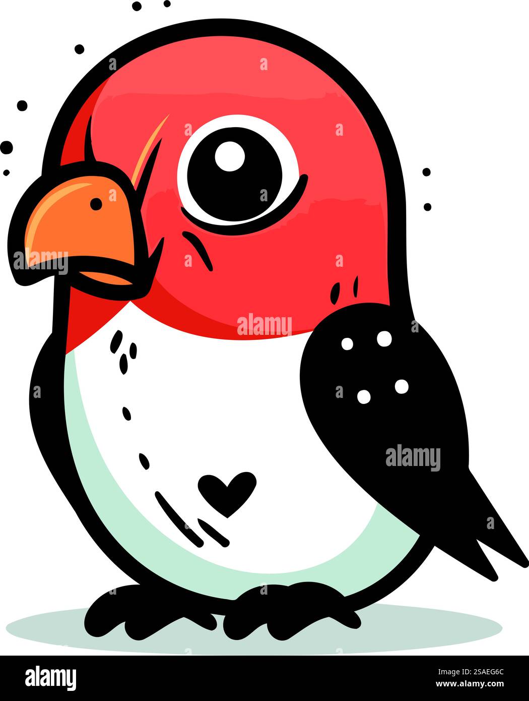 Vector illustration of a cute red bird. Isolated on white background ...