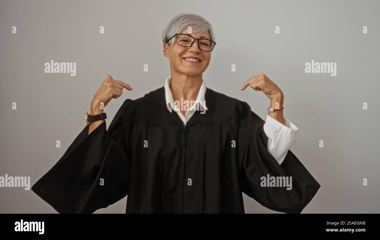 Woman judge gray hair glasses hi-res stock photography and images - Alamy