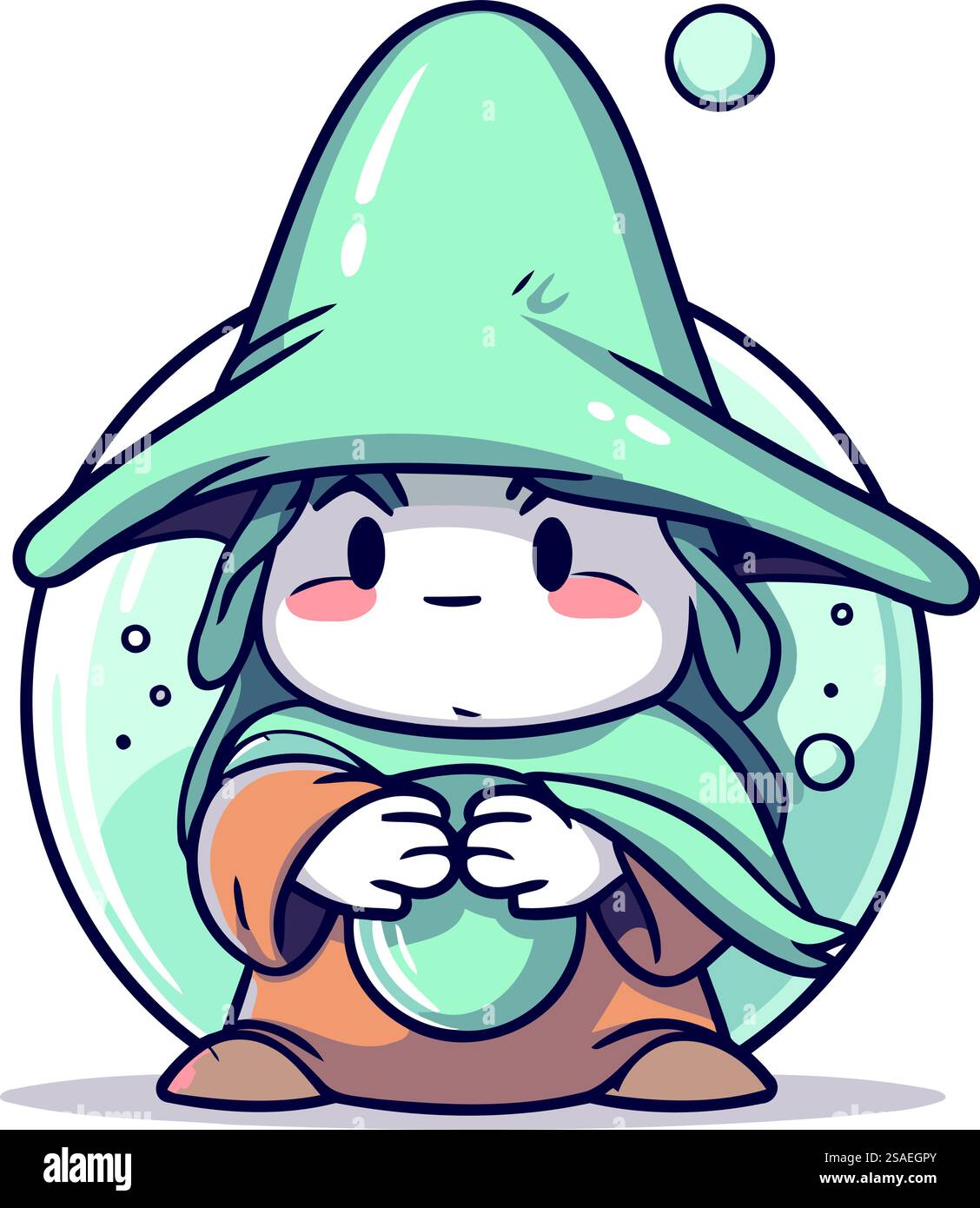 Witch with a magic ball. Cute cartoon vector illustration Stock Vector ...