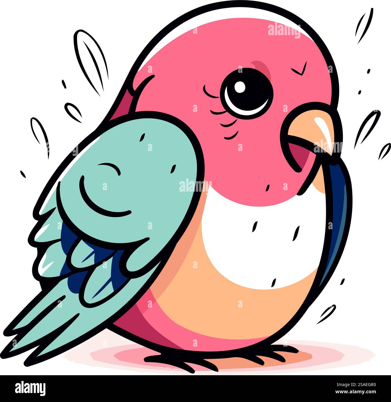 Cute little bird. Cartoon vector illustration. Isolated on white ...