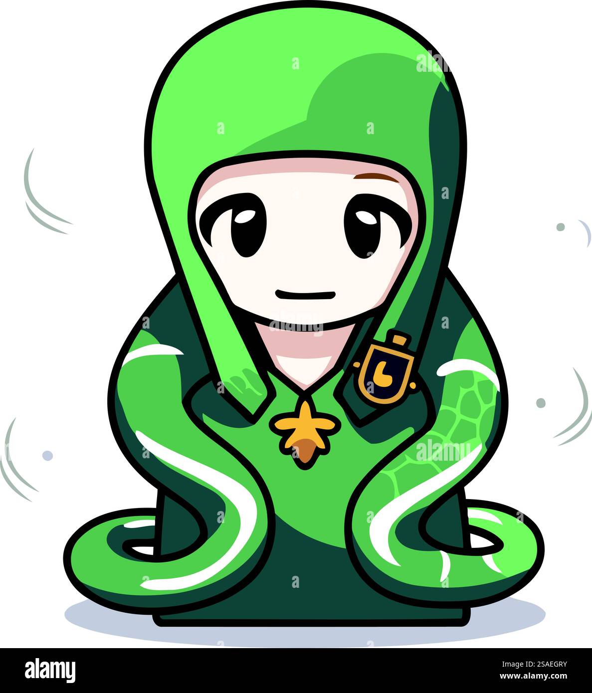 Illustration of a Cute Green Octopus Cartoon Character Mascot Stock ...