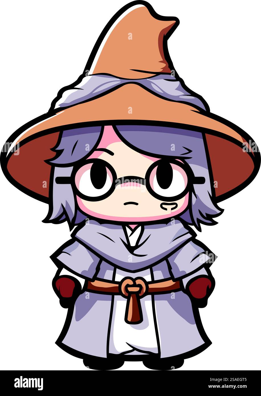 Cute Cartoon Wizard Wearing a Hat and Costume Vector Illustration Stock ...