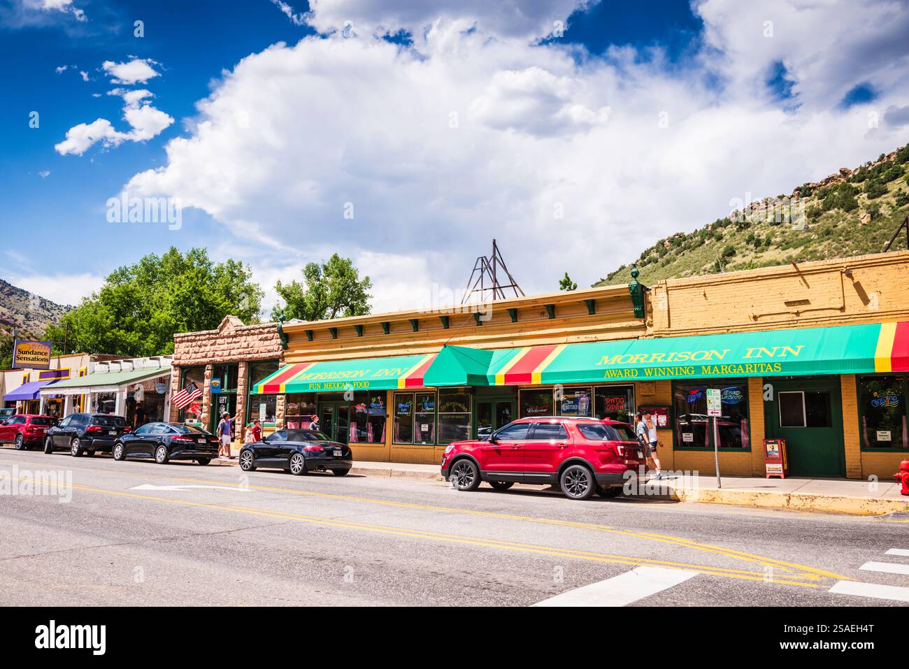 Morrison, CO USA - June 28, 2018: Located near Red Rocks Park, the ...