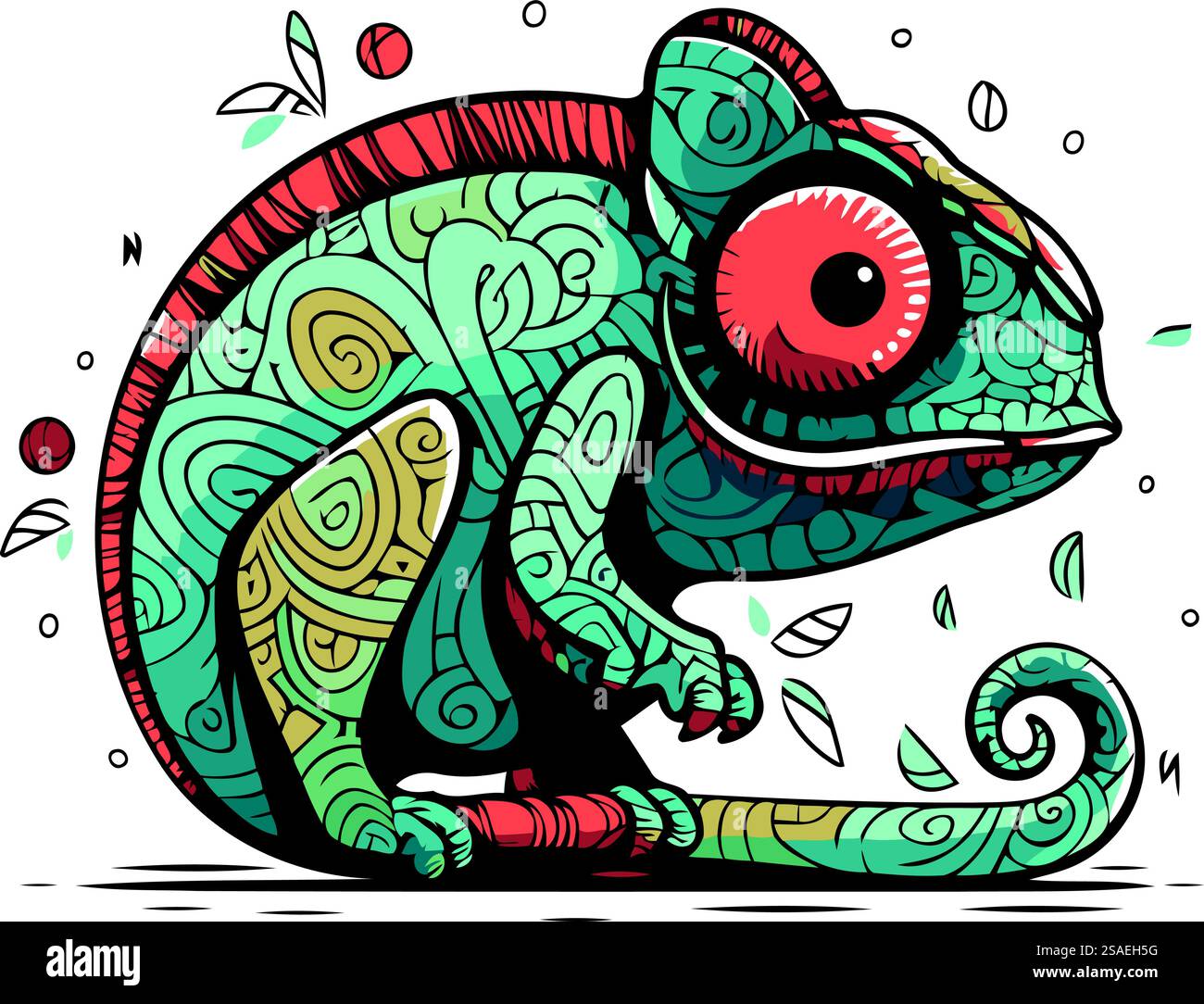 Colorful chameleon on a white background. Vector illustration Stock ...
