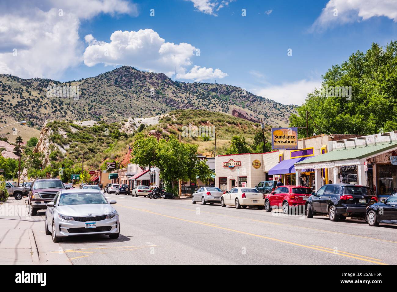 Morrison, CO USA - June 28, 2018: Located near Red Rocks Park, the ...
