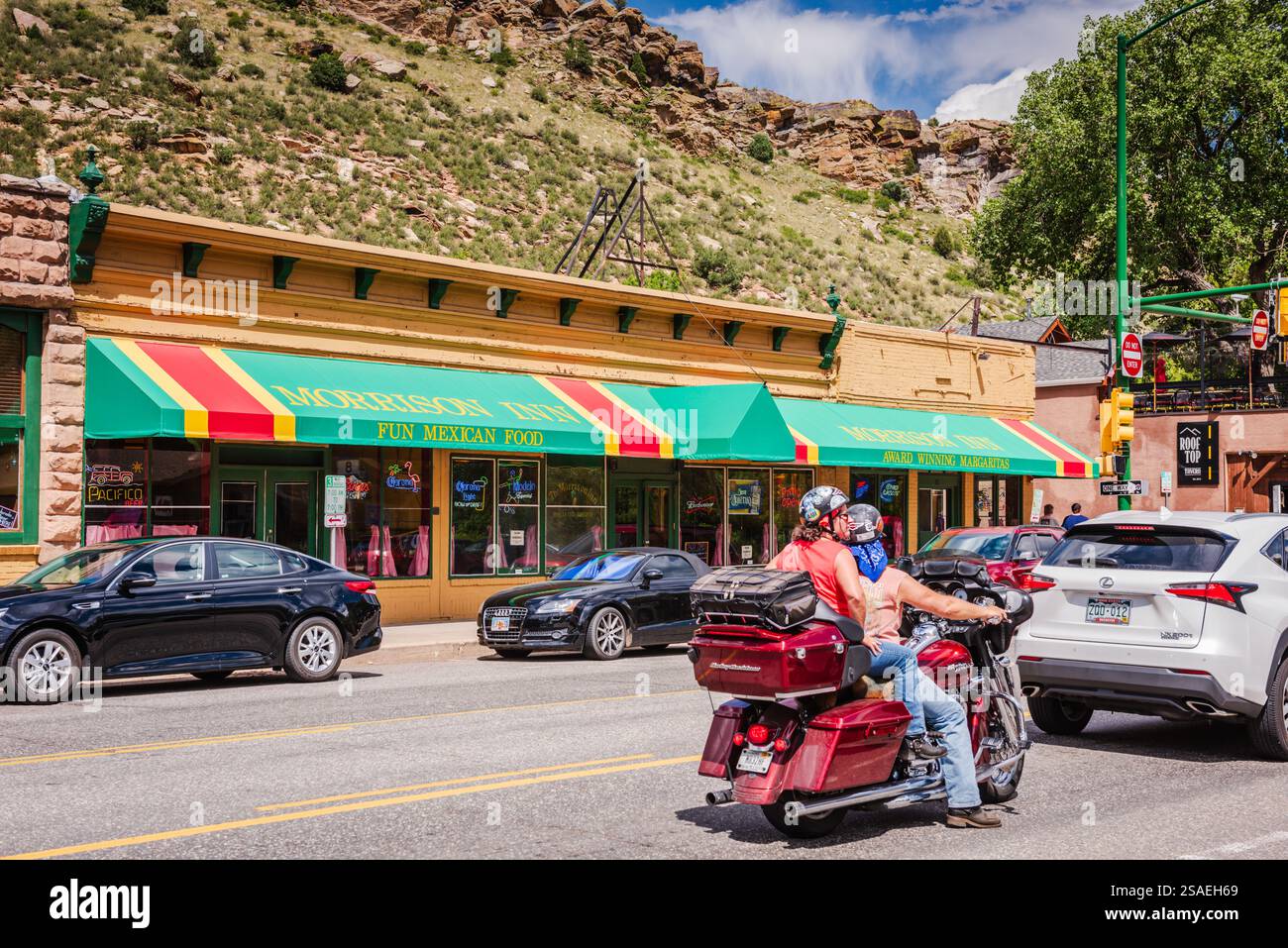 Morrison, CO USA - June 28, 2018: Located near Red Rocks Park, the ...