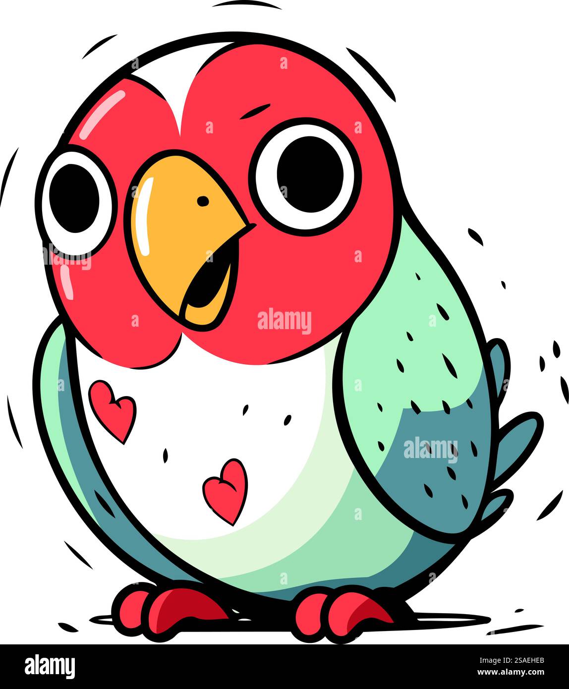 Cute parrot with heart in its beak. Vector illustration Stock Vector ...
